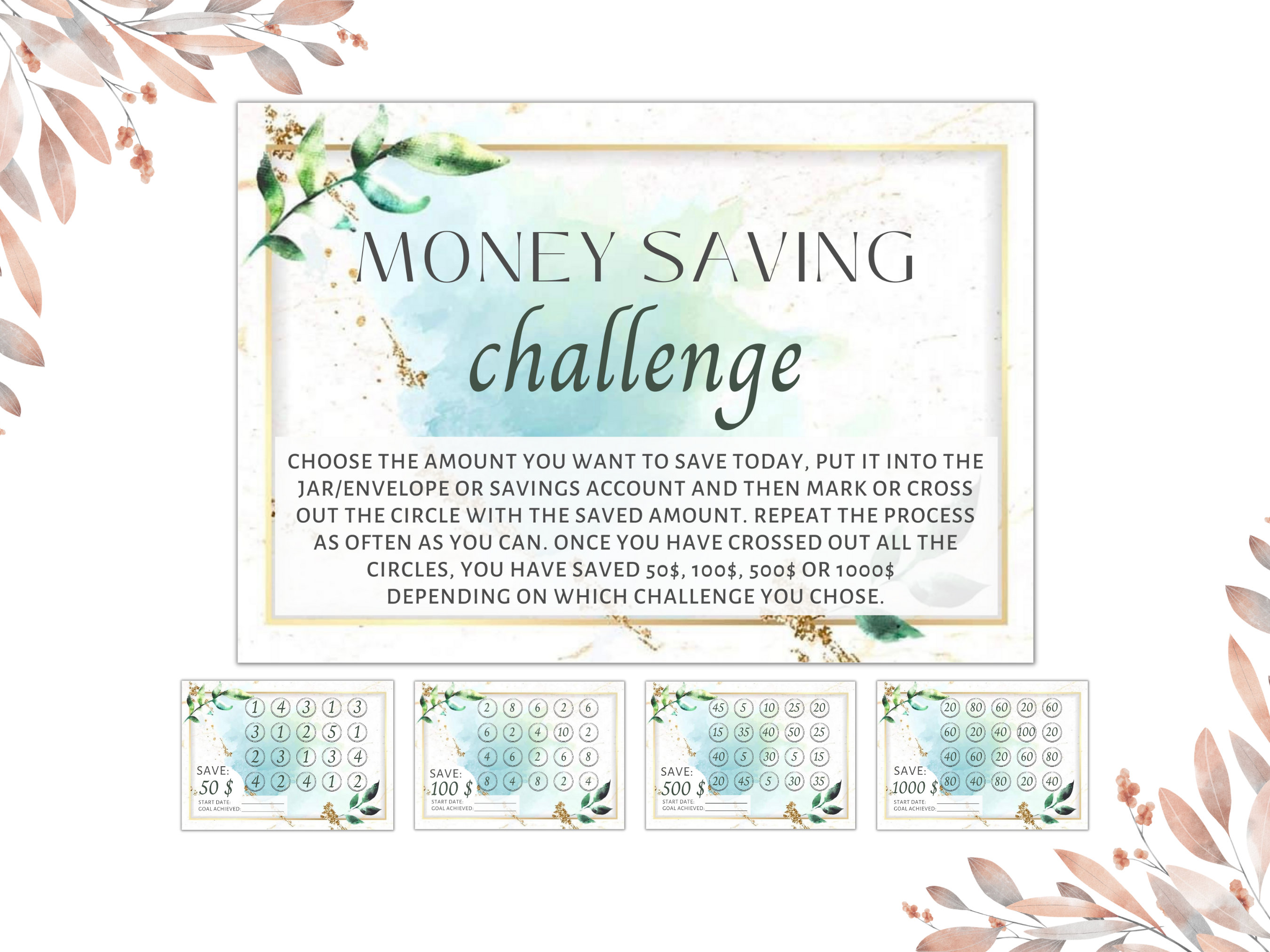 Saving Challenge, Money Savings Challenge Printable, A6 Savings ...
