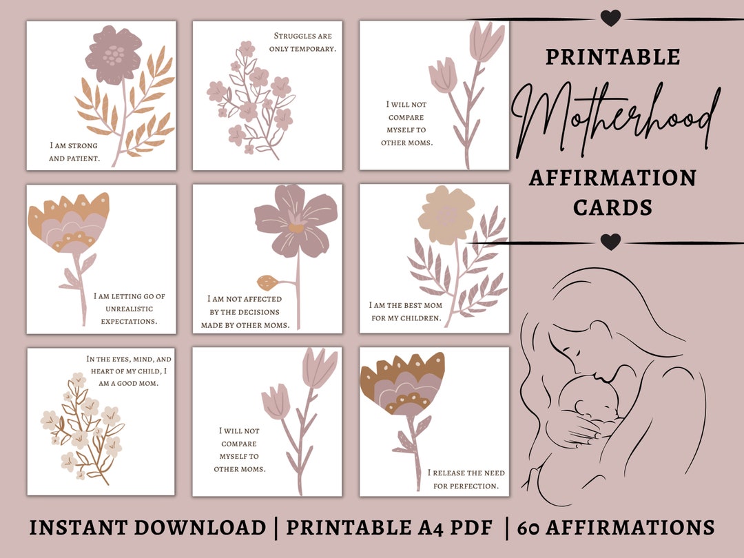 Affirmation Cards for Motherhood, Postpartum Affirmation Cards for New ...