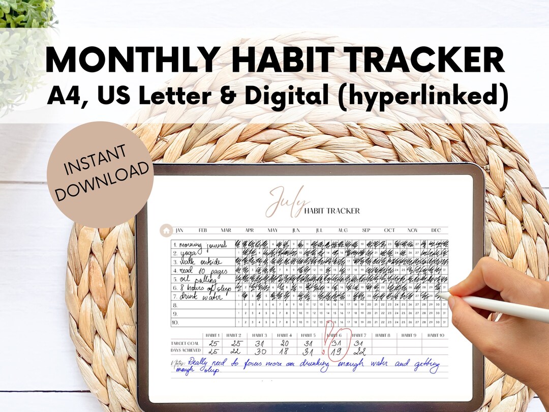 Minimalistic Habit Tracker Printable, Digital Habit Tracker, Landscape ...