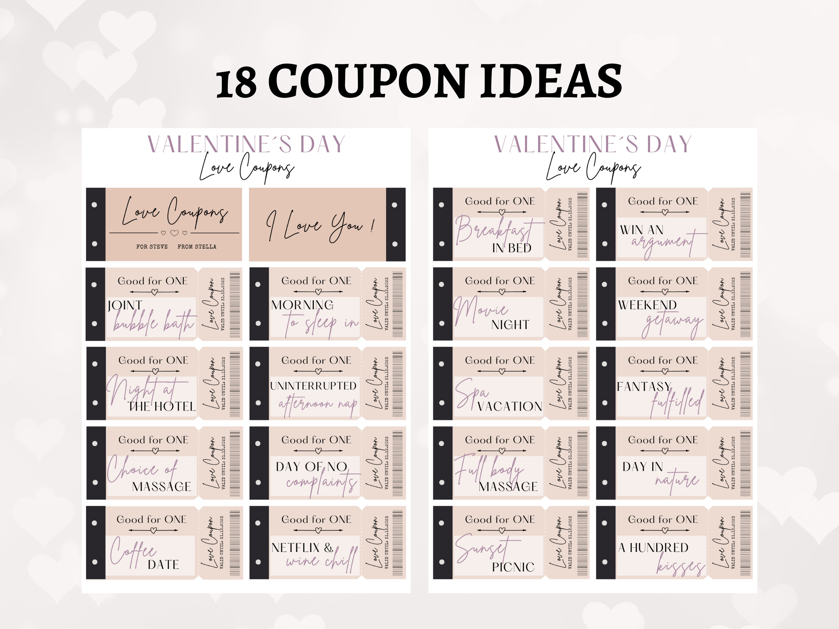 Editable Love Coupons, Printable Love Coupon Book, Valentine Gift ...
