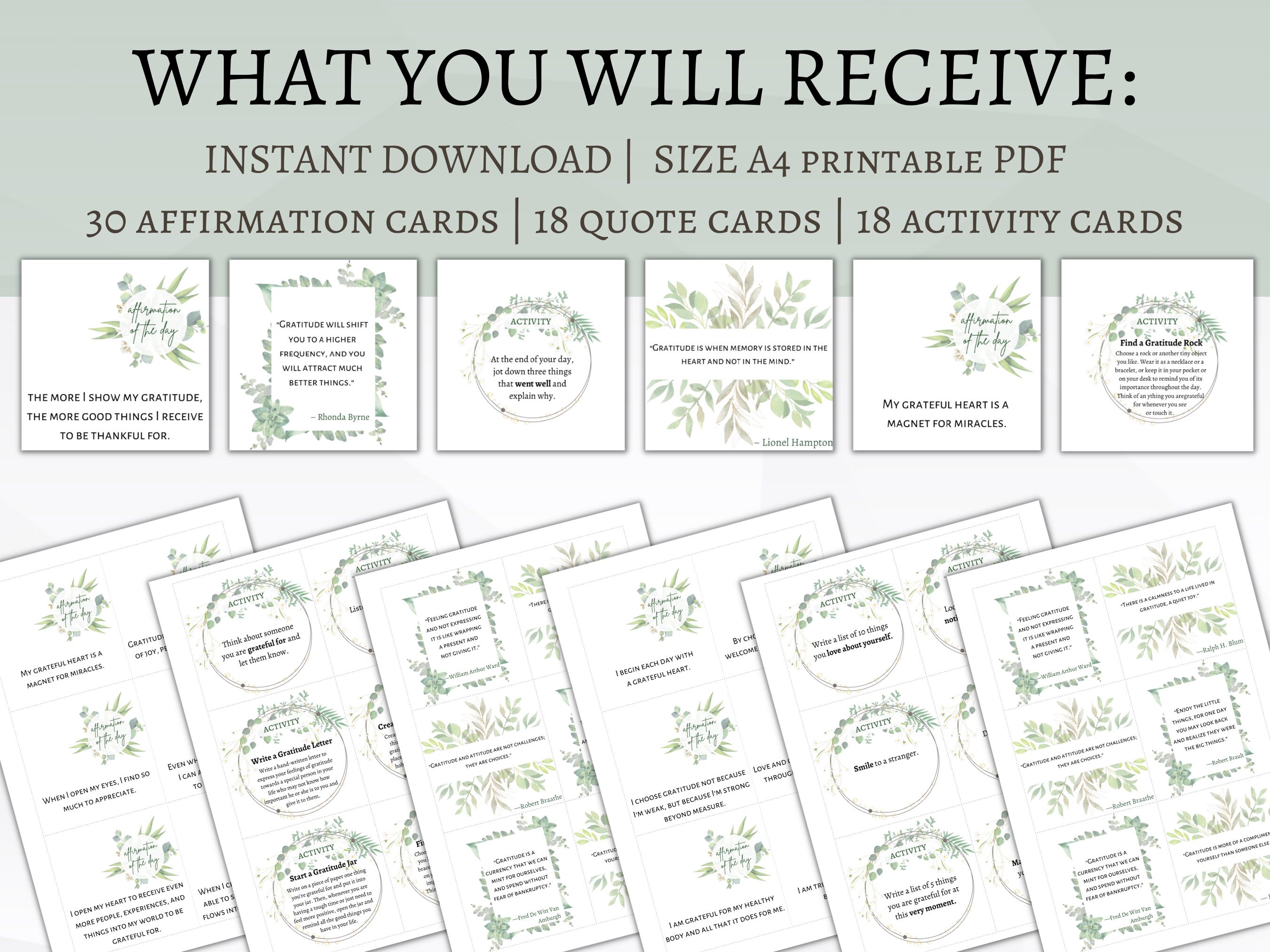 Gratitude Affirmation Cards, Gratitude Card Deck, Printable Affirmation ...