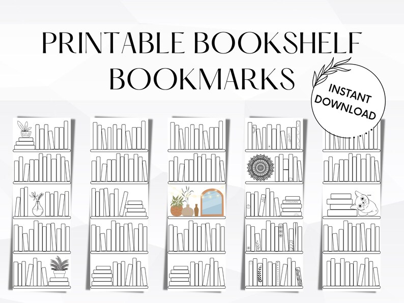 Bookshelf Bookmarks, Printable Coloring Bookshelf, Book Tracker ...