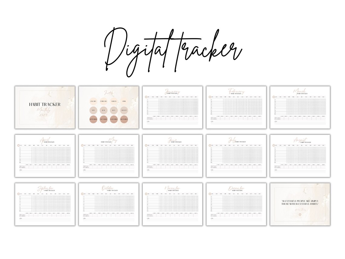 Minimalistic Habit Tracker Printable, Digital Habit Tracker, Landscape ...