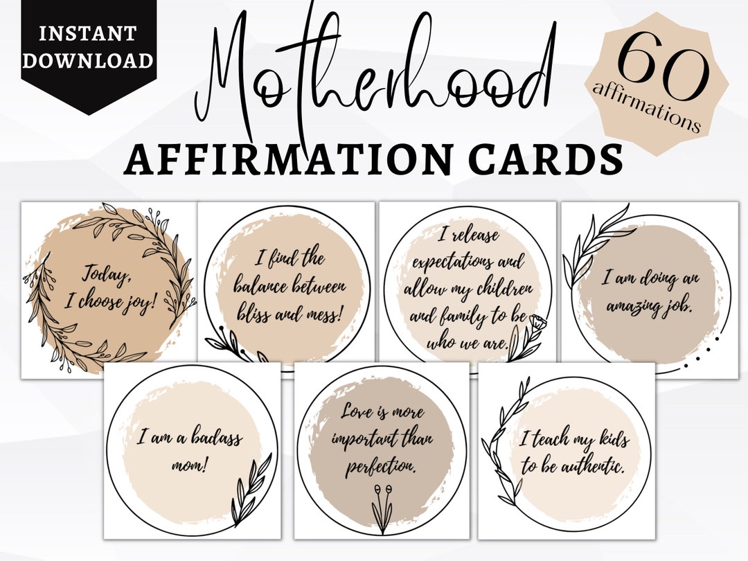 Printable Affirmation Cards, Motherhood Affirmations, Baby Shower Gift ...