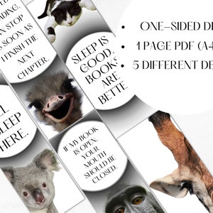 Printable Bookmarks, Funny Animal Bookmarks, Digital Download ...