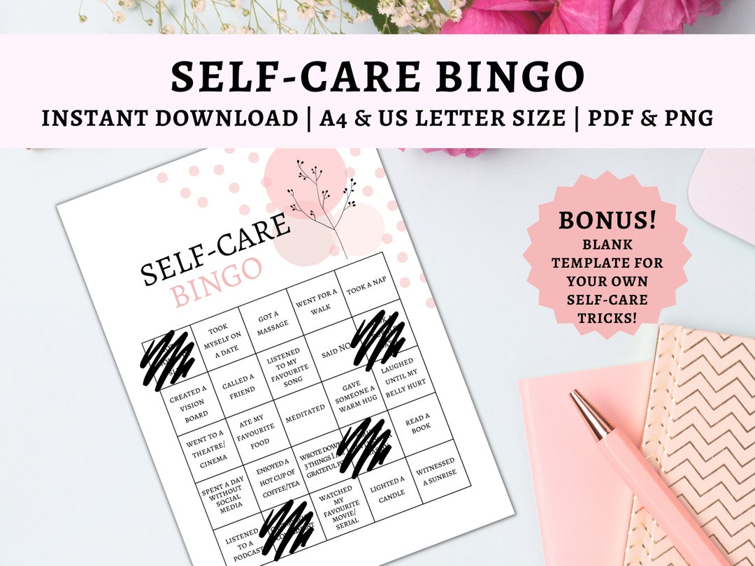 Self Care Bingo Printable, Self Care Challenge, Bingo Template, Mental ...
