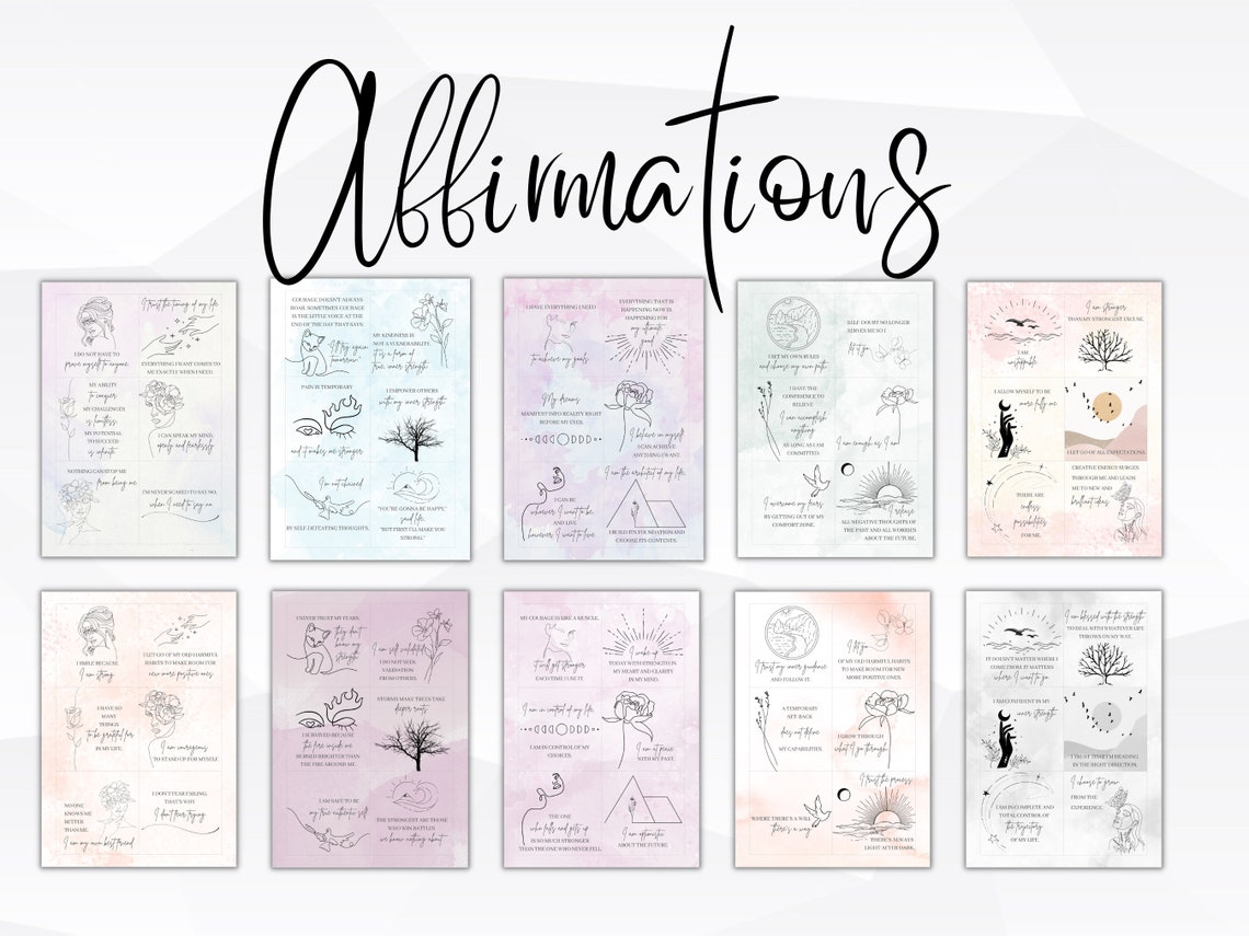Printable Affirmation Cards for Strength and Courage, Manifesting Cards ...