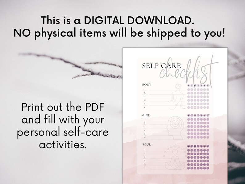 Self Care Checklist Self Care Planner Self Care Journal - Etsy