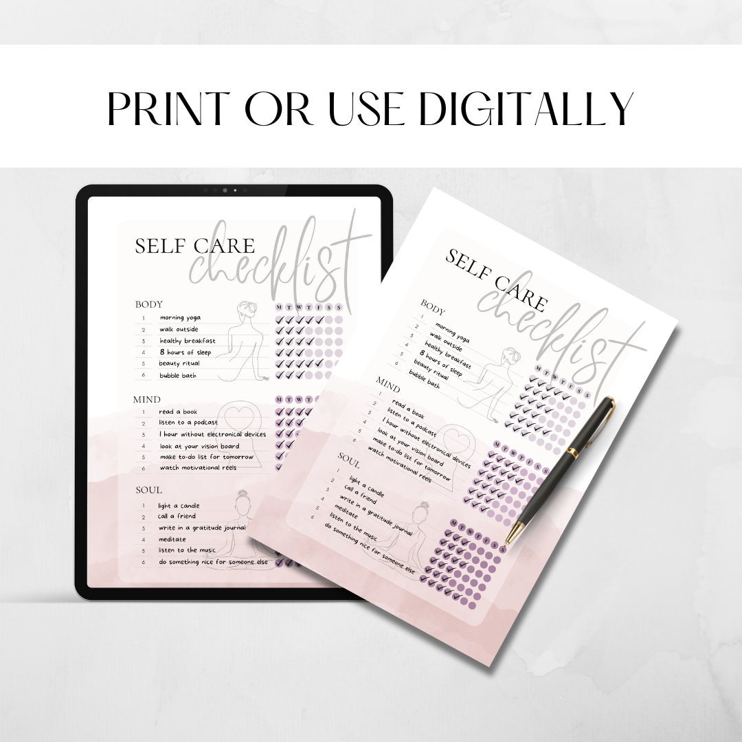 Self Care Bundle Self Care Checklist Self Care Bingo Daily Planner ...