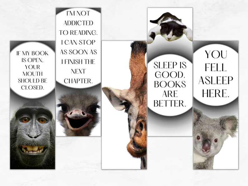 Printable Bookmarks, Funny Animal Bookmarks, Digital Download ...