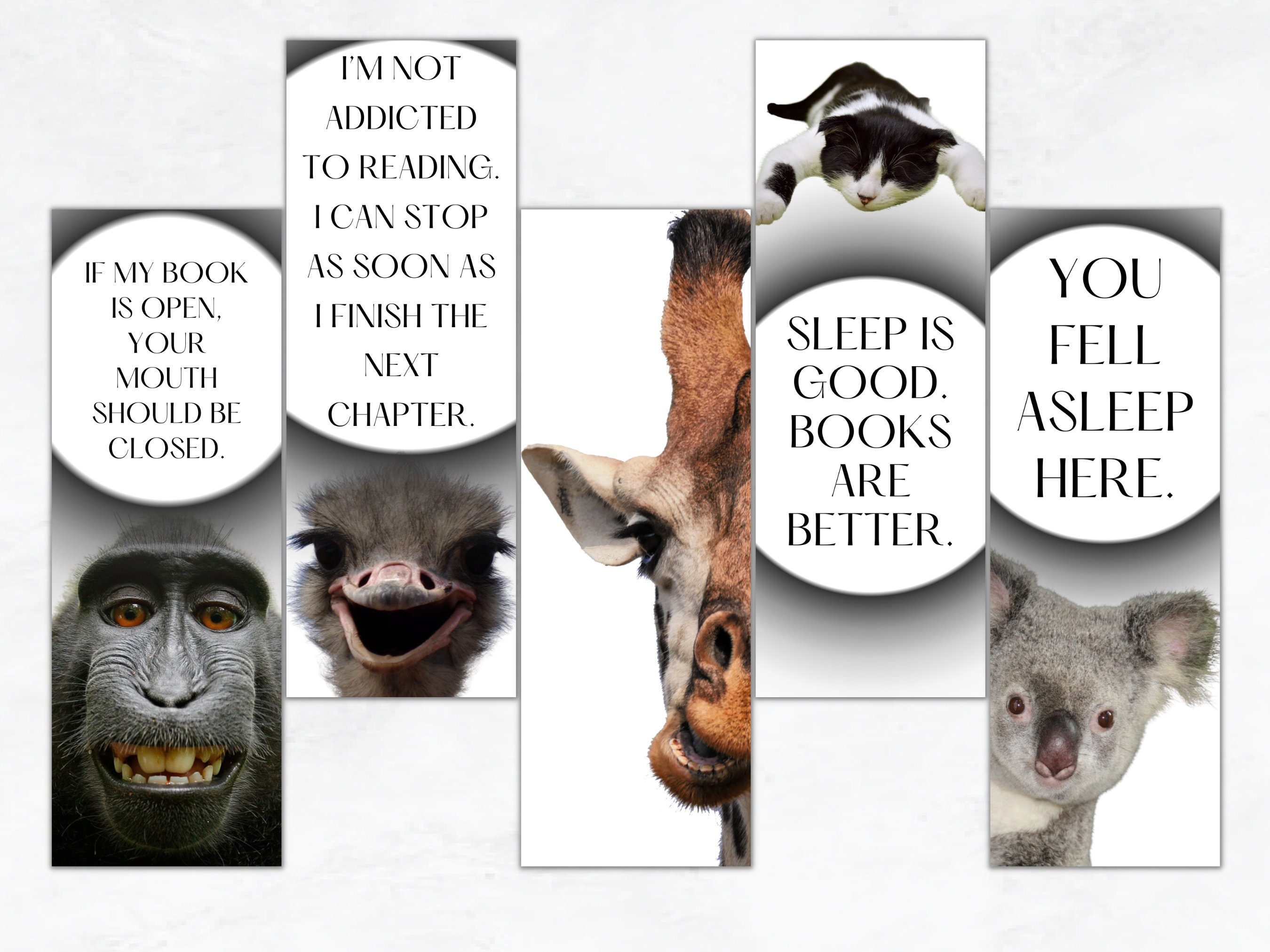 Printable Bookmarks, Funny Animal Bookmarks, Digital Download ...