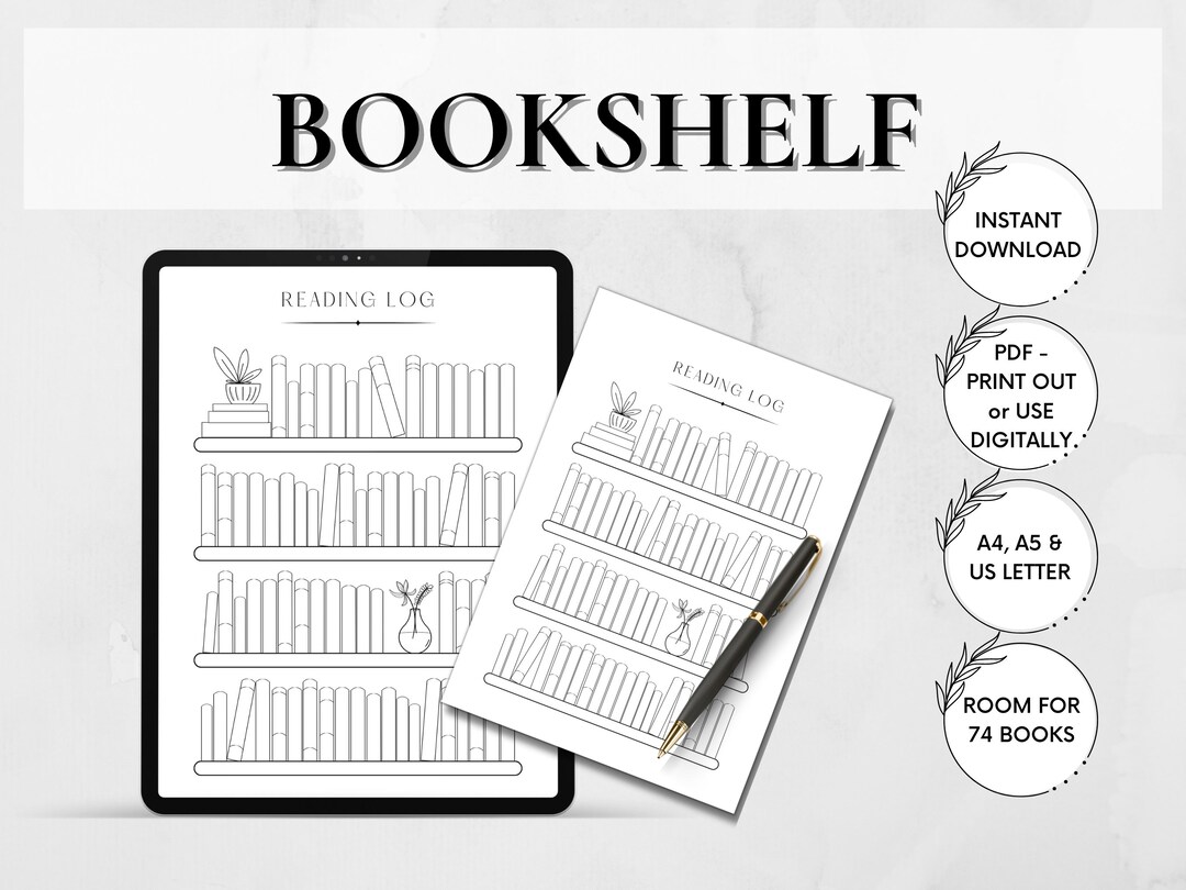 Bookshelf Reading Log, Printable Book Tracker, Planner Insert, Reading ...