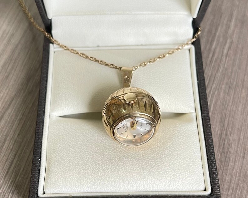 9ct Gold Rotary Watch Pendant Necklace 30 Inches Chain. - Etsy
