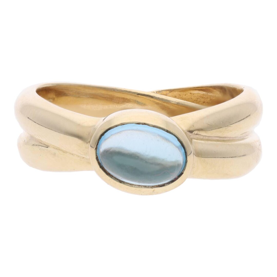 9ct Gold and Blue Topaz Crossover Ring, Size M - Etsy