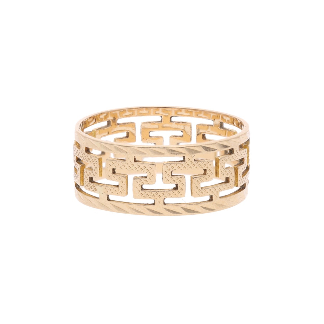 9ct Gold Pierced Greek Key Band Ring. - Etsy