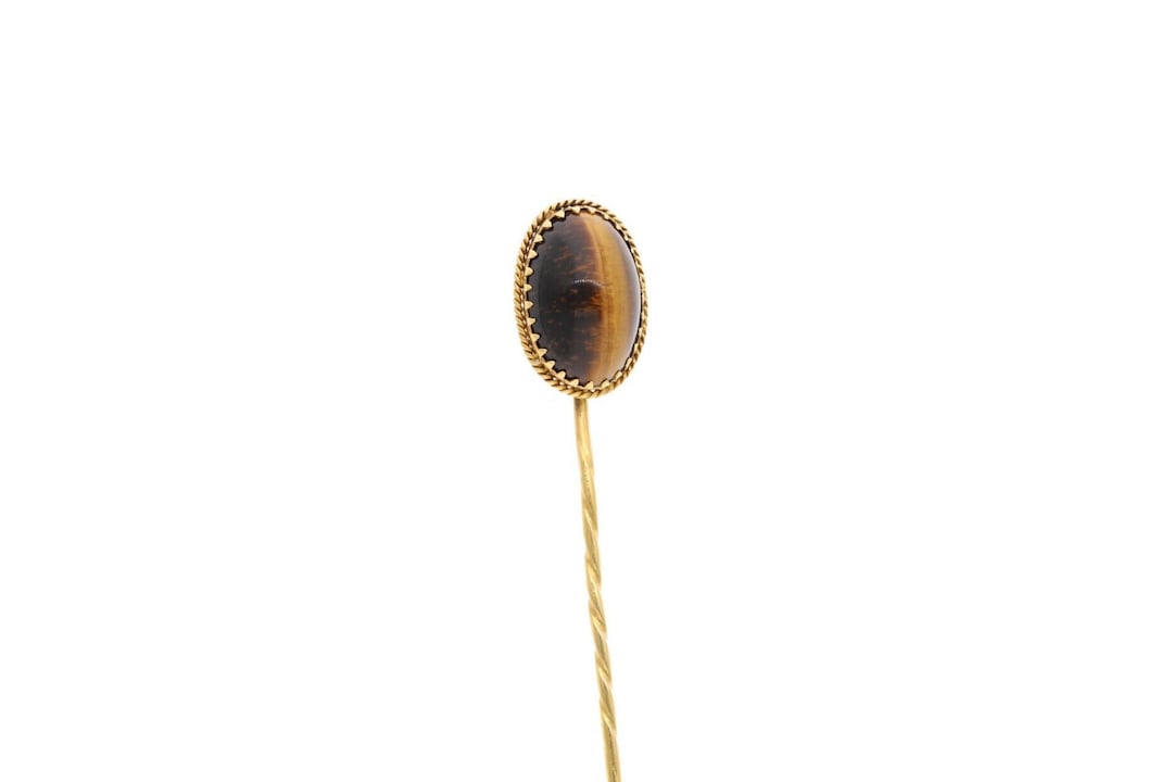 9ct Gold and Tigers Eye Stick/hat Pin - Etsy