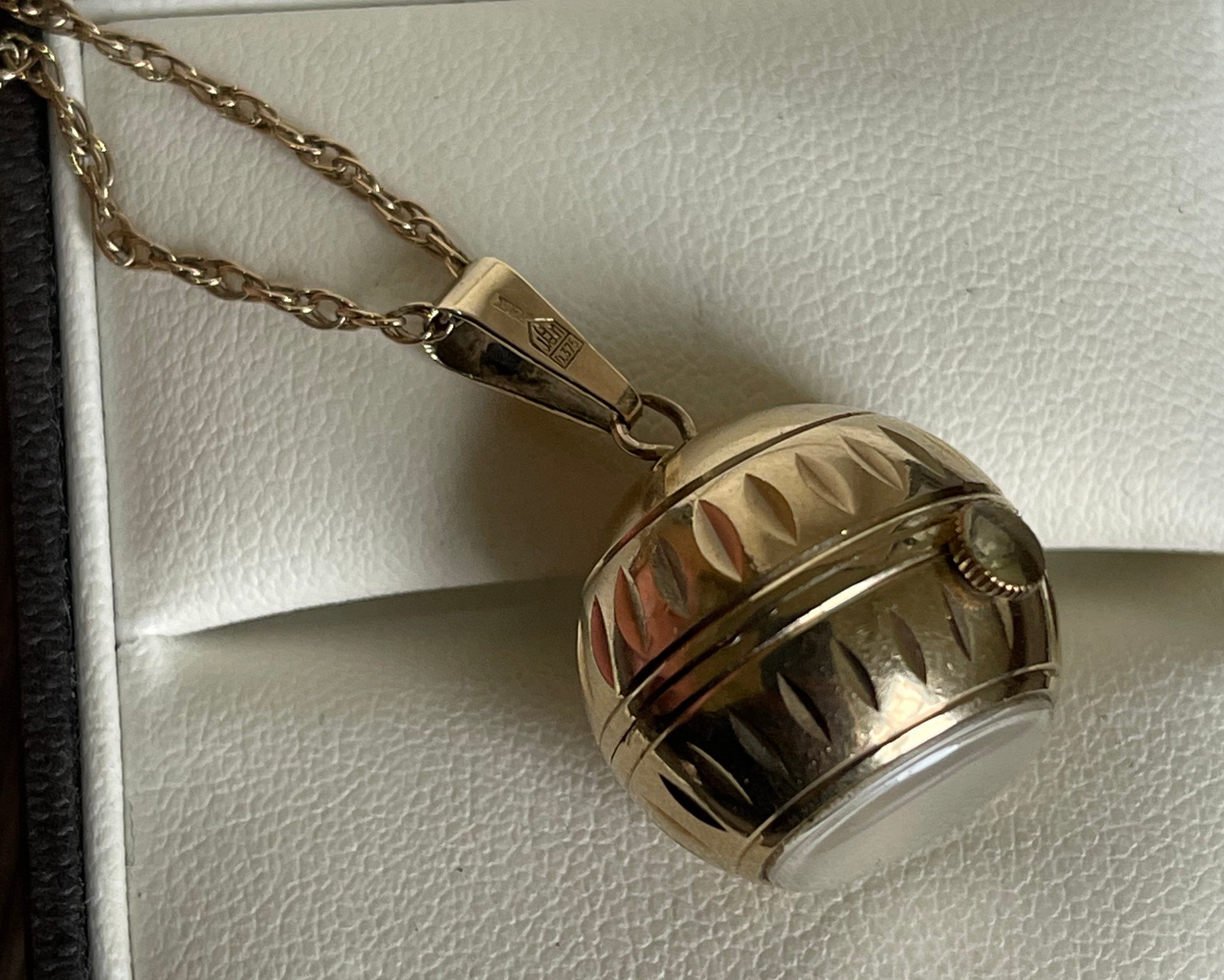 9ct Gold Rotary Watch Pendant Necklace, 30 Inches Chain. - Etsy