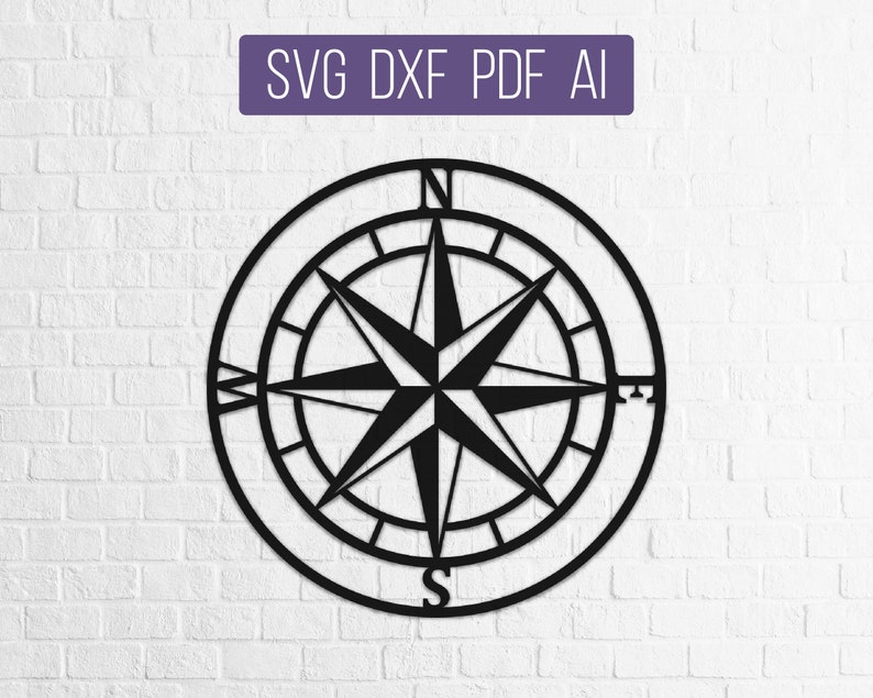 Compass Laser Cut Files svg Dxf Pdf Ai Eps Nautical Svg - Etsy