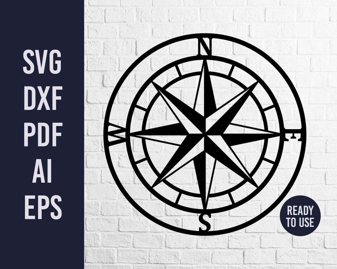 Compass Laser Cut Files (svg, Dxf, Pdf, Ai, Eps), Nautical Svg File for ...