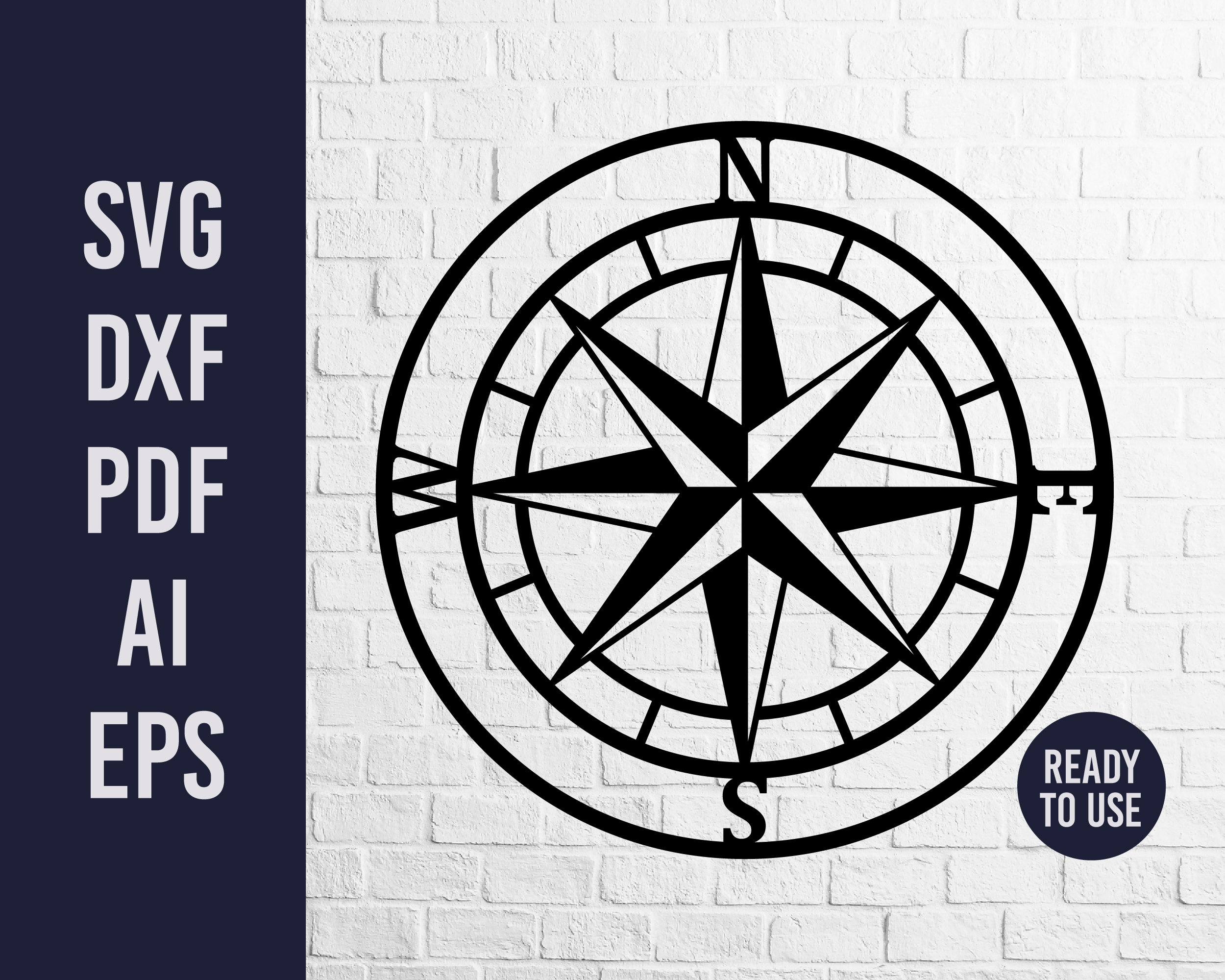 Compass Laser Cut Files (svg, Dxf, Pdf, Ai, Eps), Nautical Svg File for ...