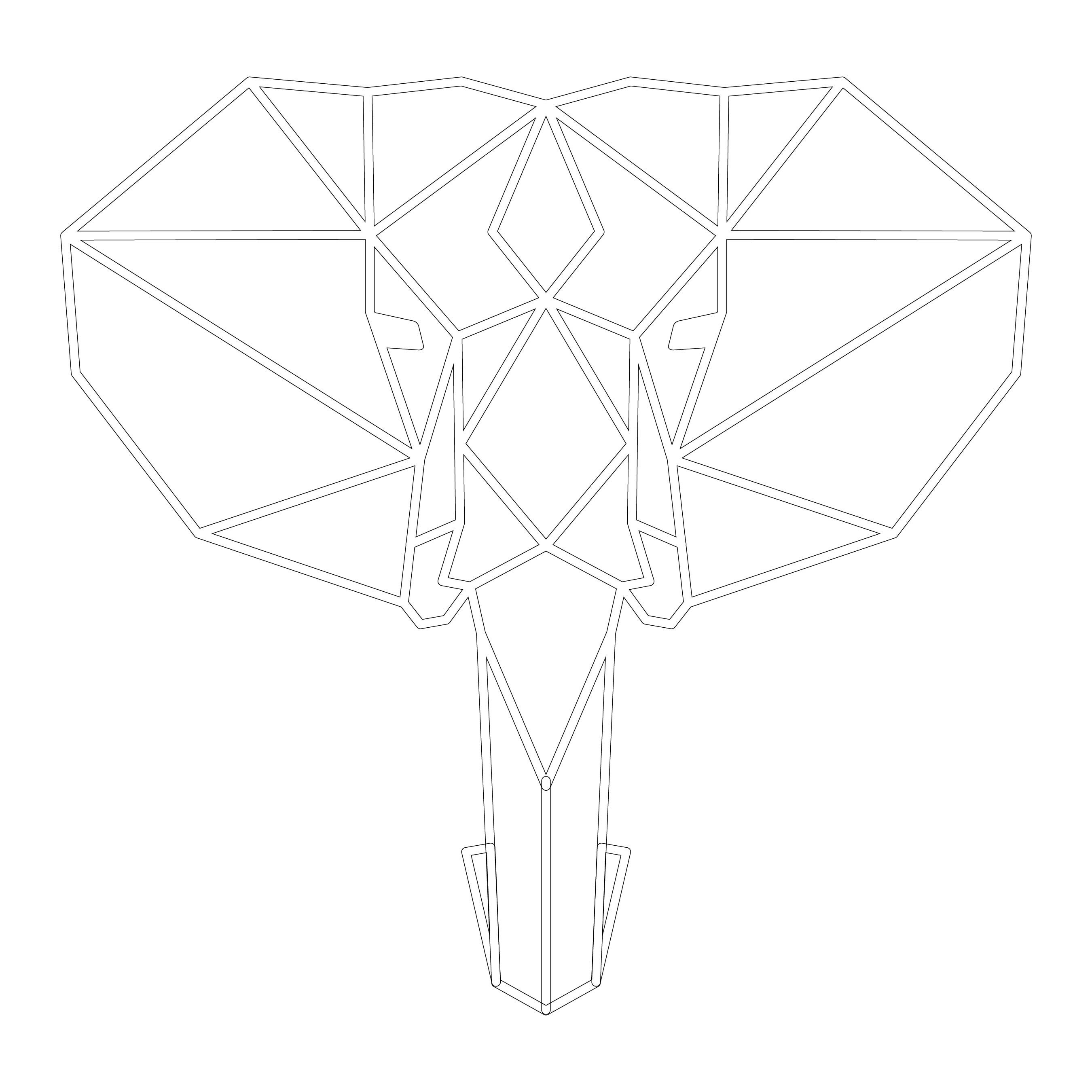 Geometric Elephant Head Laser Cut Files svg Dxf Pdf Ai - Etsy
