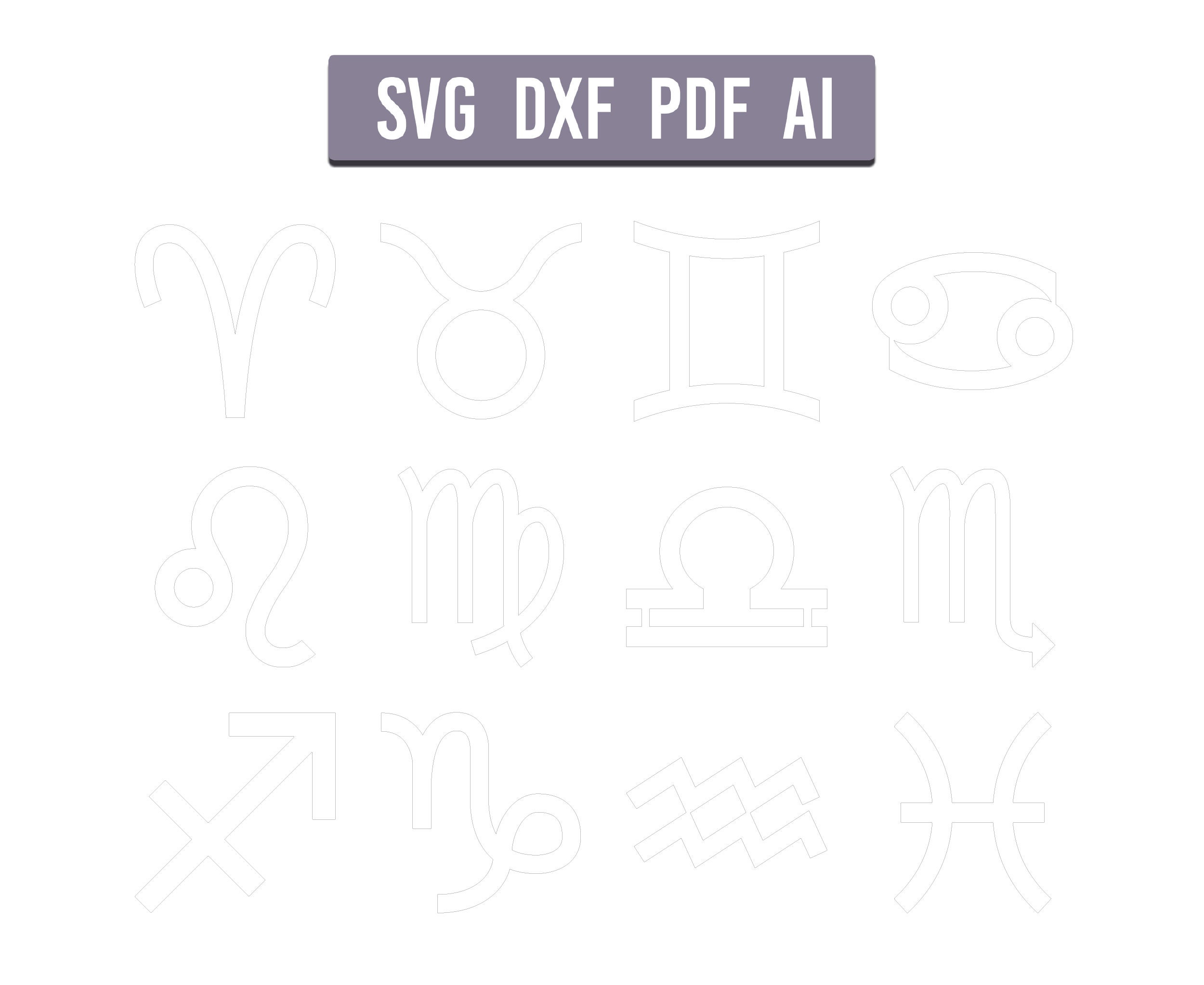 Zodiac Signs Laser Cut Bundle (svg, Dxf, Pdf, Ai), Horoscope Astrology ...