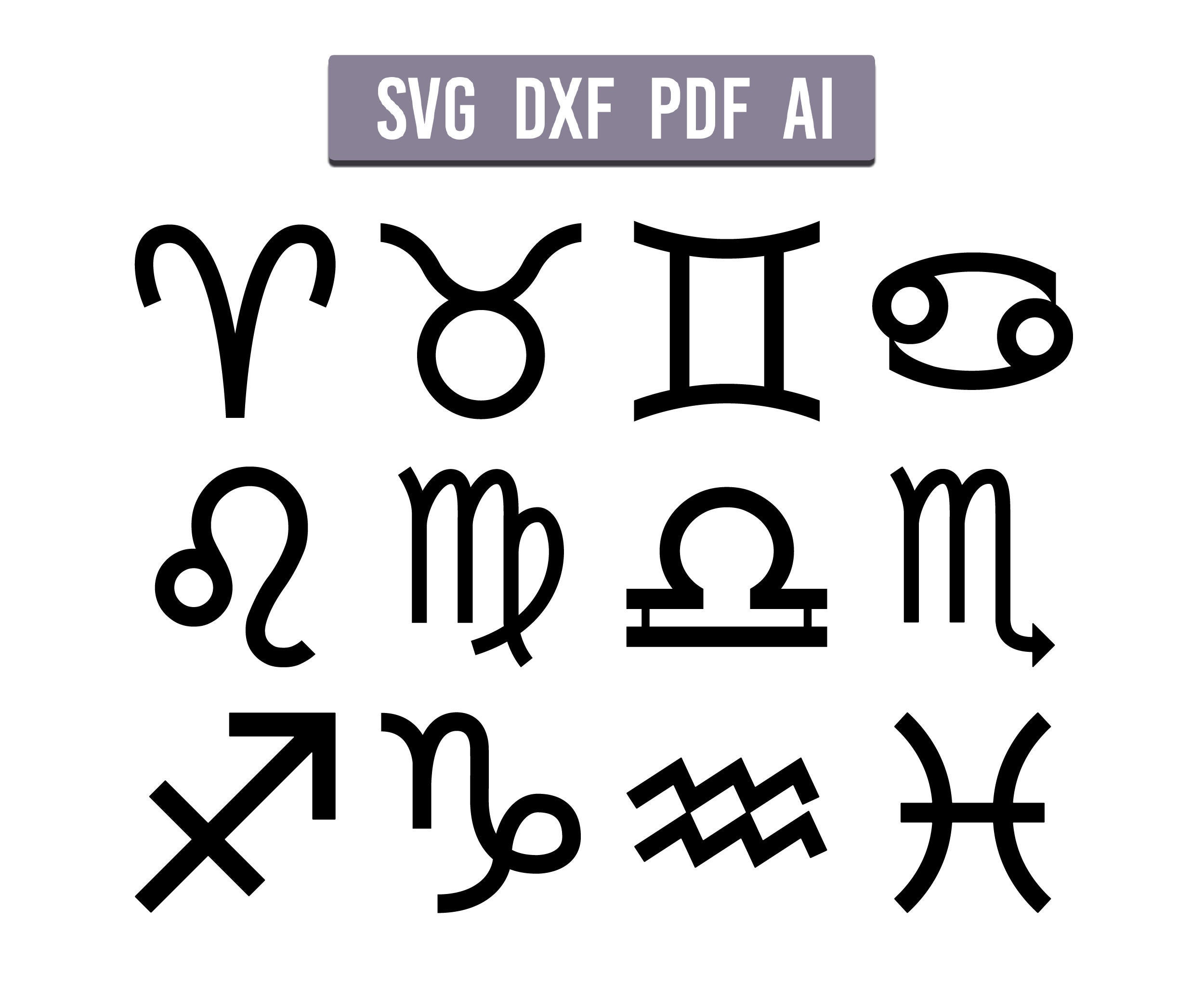 Zodiac Signs Laser Cut Bundle (svg, Dxf, Pdf, Ai), Horoscope Astrology ...