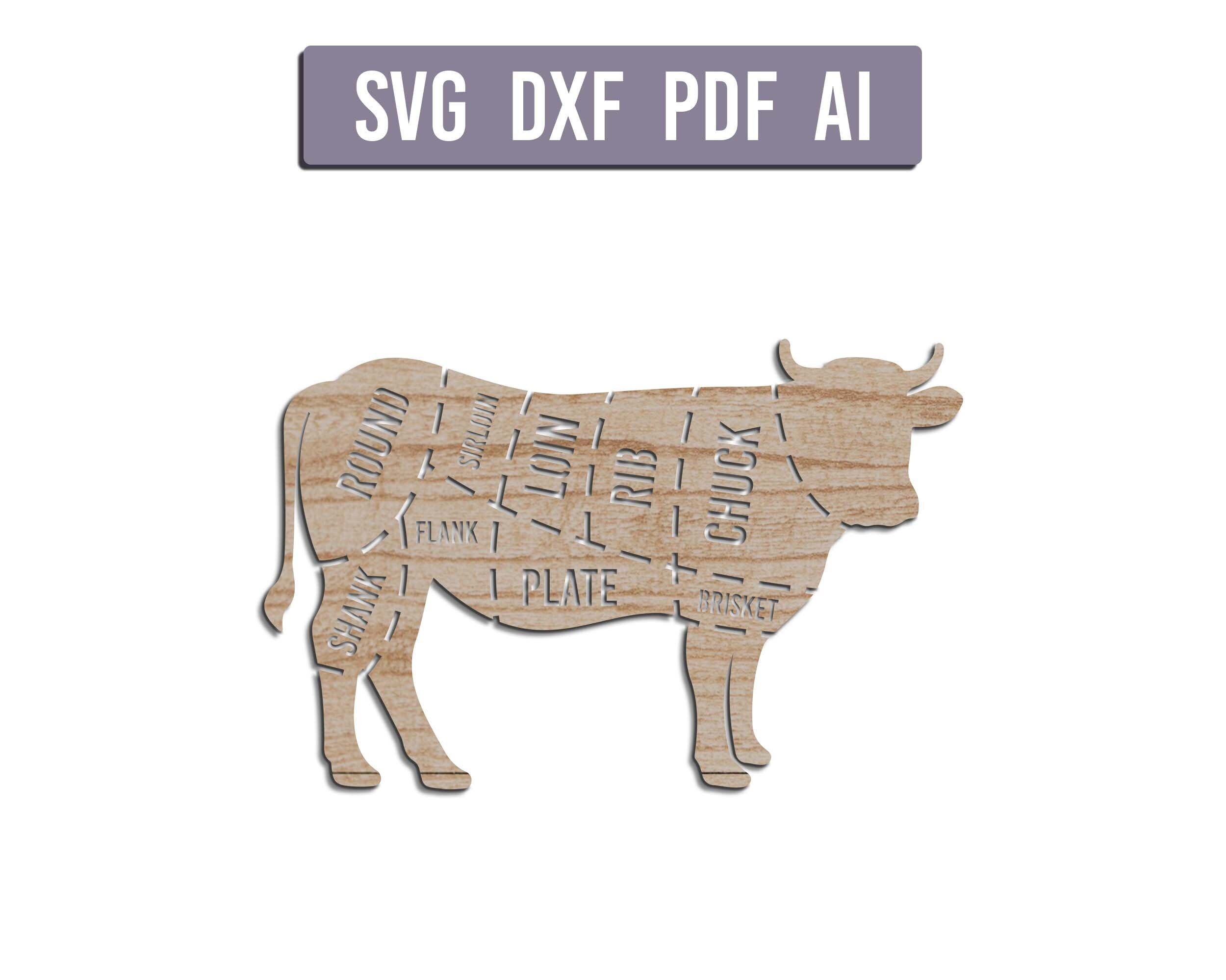 Cow Cuts Laser Cut Files (svg, Dxf, Pdf, Ai, Eps), Glowforge Files for ...