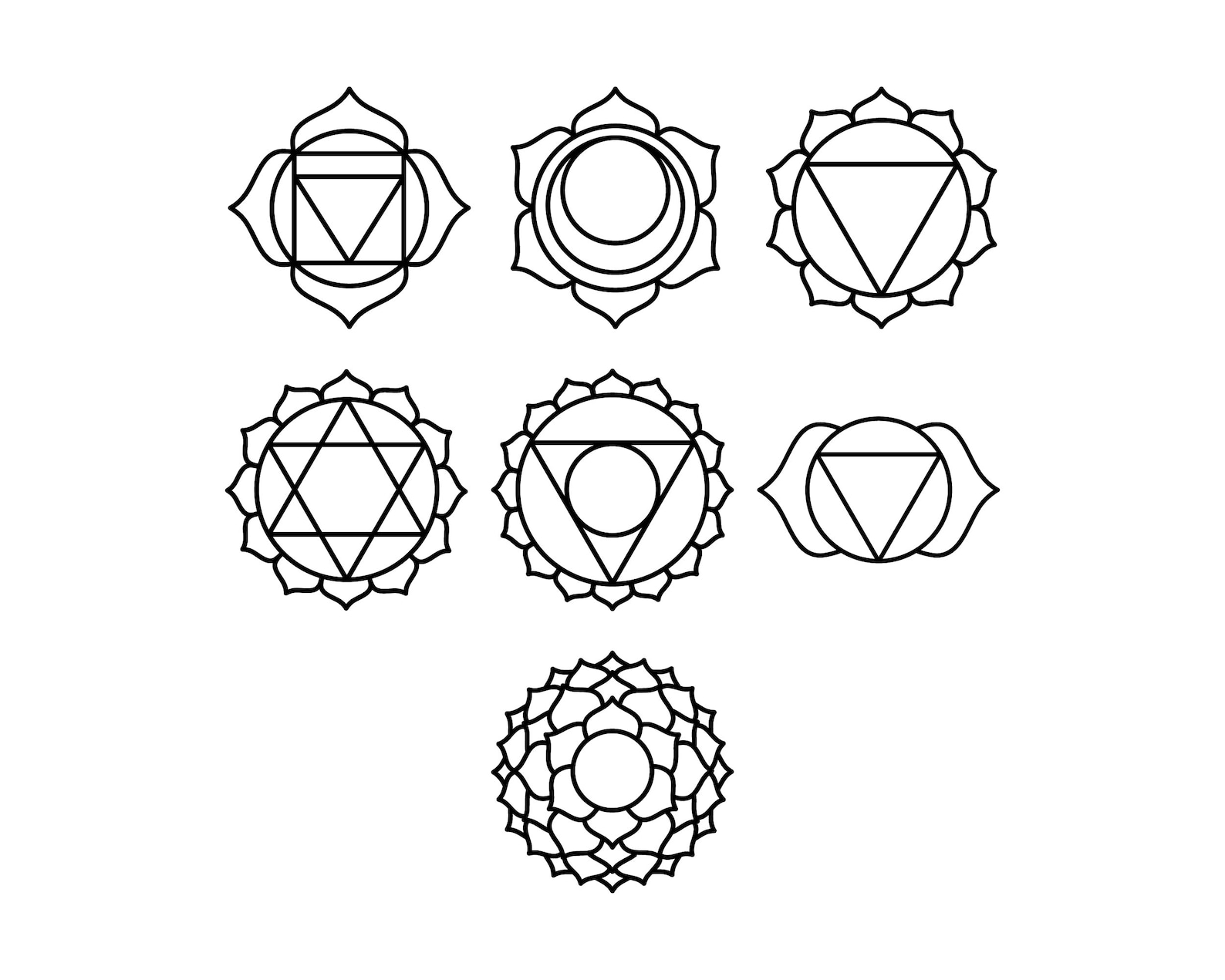 7 Chakras Laser Cut Files (svg, Dxf, Pdf, Ai, Eps), Zen Decor Vector ...