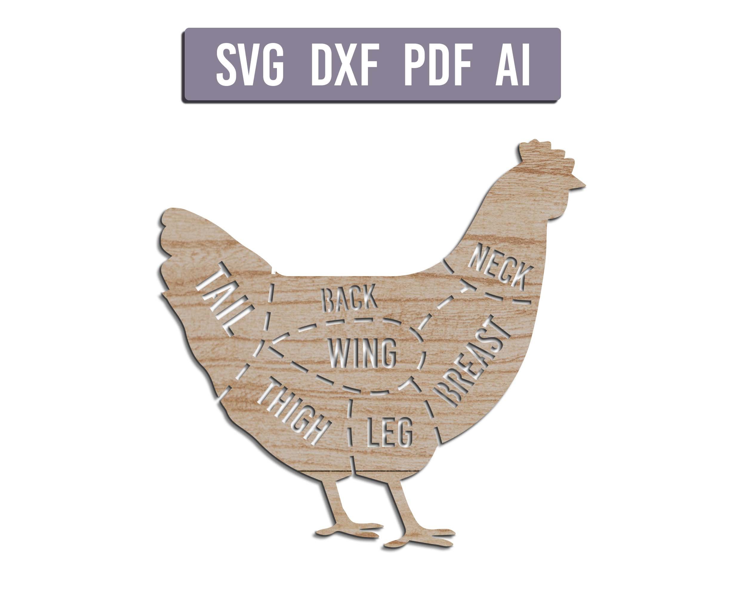 Chicken Cuts Laser Cut Files svg, Dxf, Pdf, Ai, Eps, Glowforge Files ...