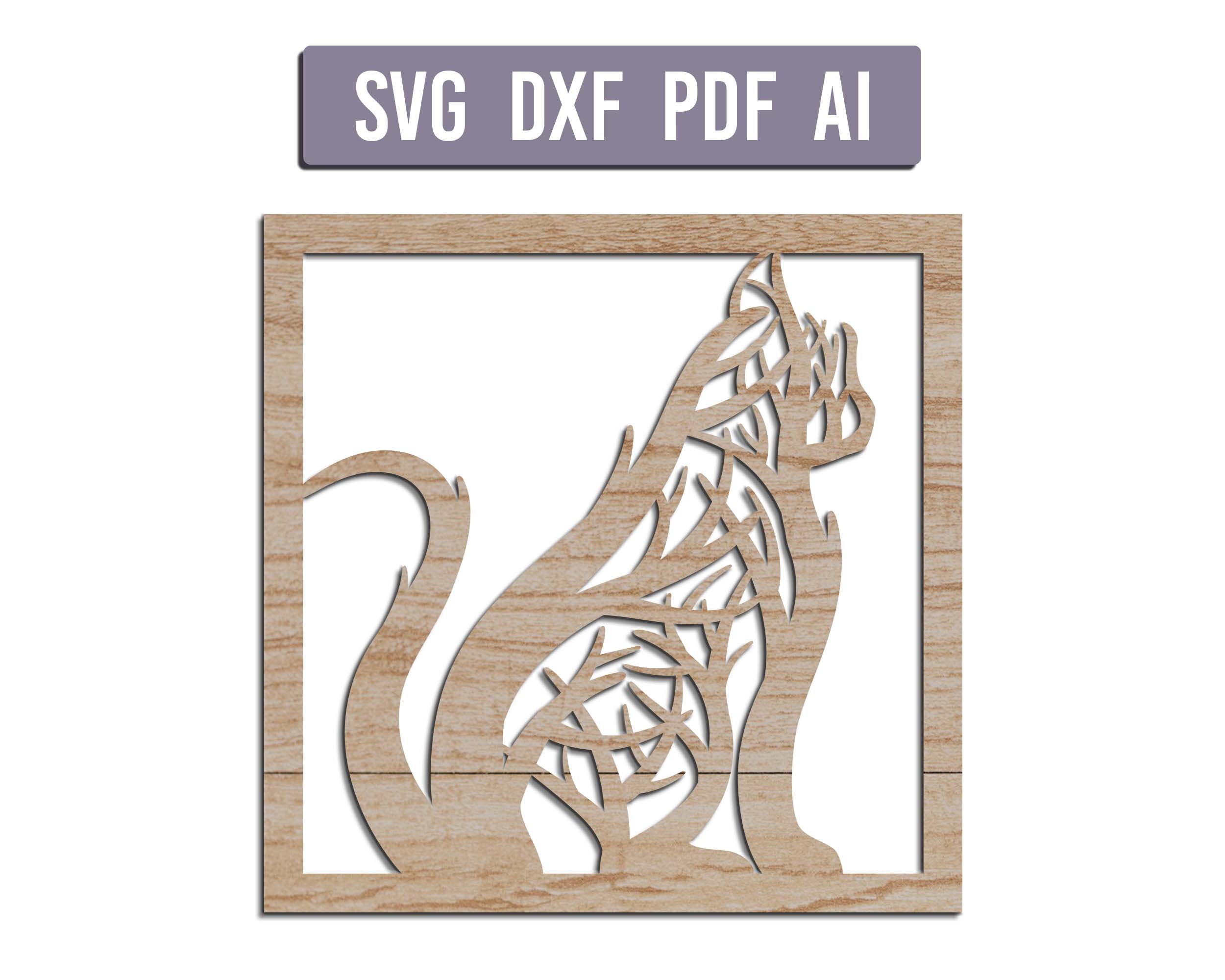 Cat Laser Cut Files svg, Dxf, Pdf, Ai, Eps, Glowforge Files for Laser ...