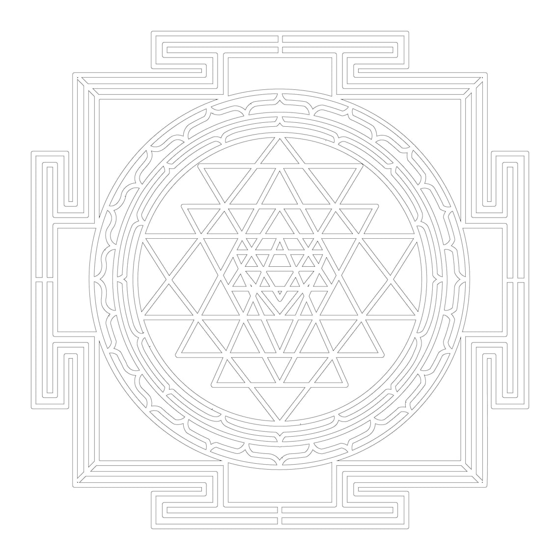 Sri Yantra Laser Cut Files (svg, Dxf, Pdf, Ai, Eps), Zen Decor Vector ...
