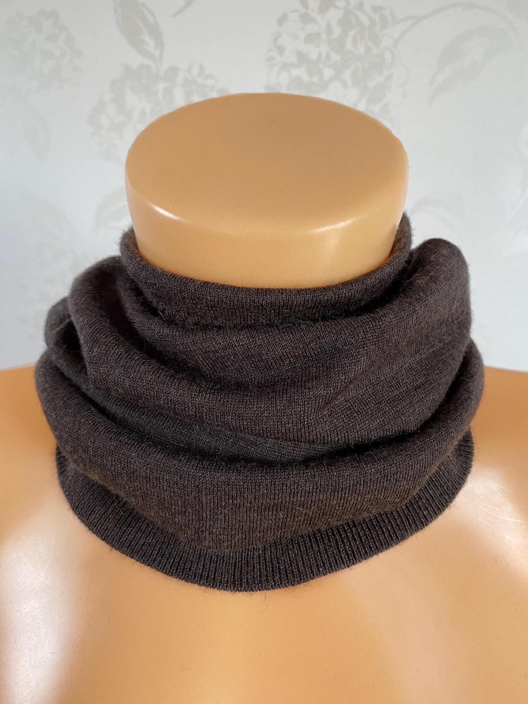 100% Pure Merino Wool Snood/neck Warmer/cowl Chocolate Brown Handmade ...