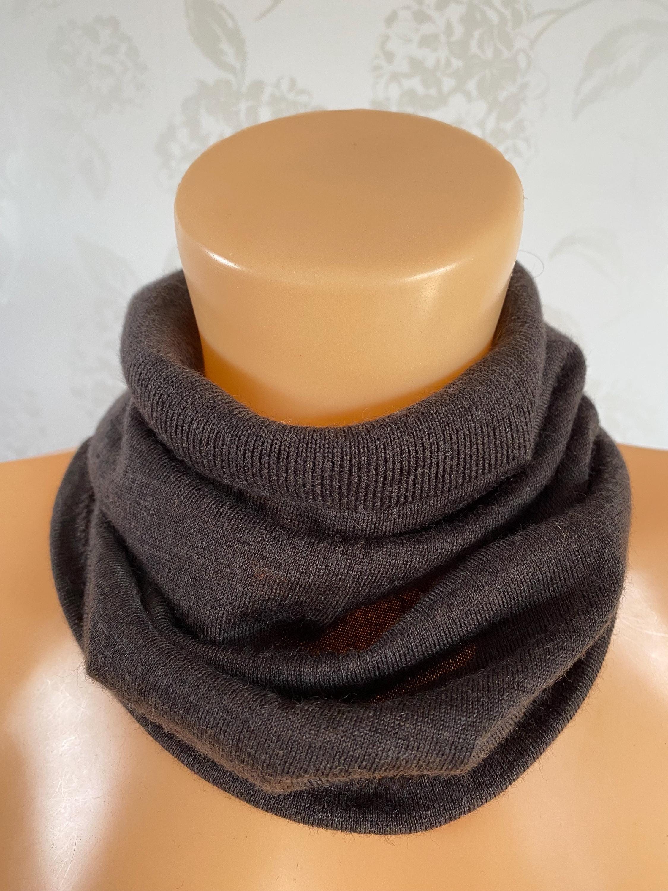 100% Pure Merino Wool Snood/neck Warmer/cowl Chocolate Brown Handmade ...