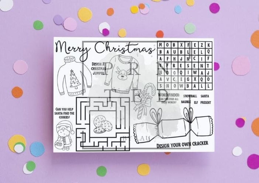 Christmas Colouring and Activity Sheet Digital Download - Etsy