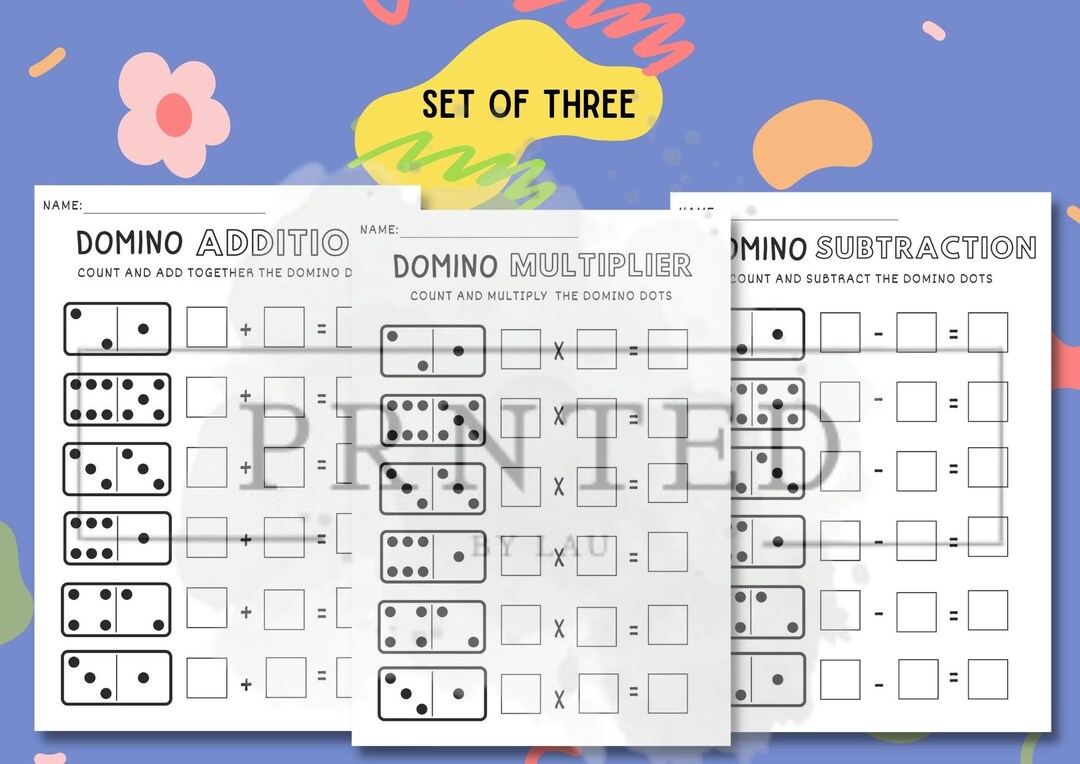 Domino Maths Learning Resource Worksheet Set of 3 Instant Download - Etsy