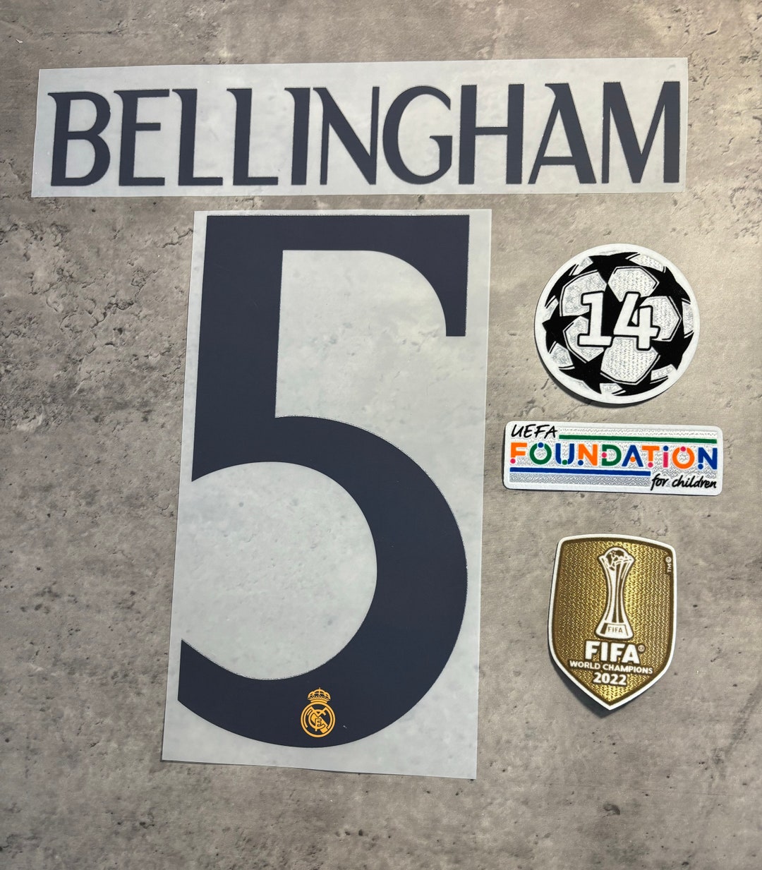 Bellingham 5 Real Madrid Home Football Shirt Nameset Print 2023 La Liga ...