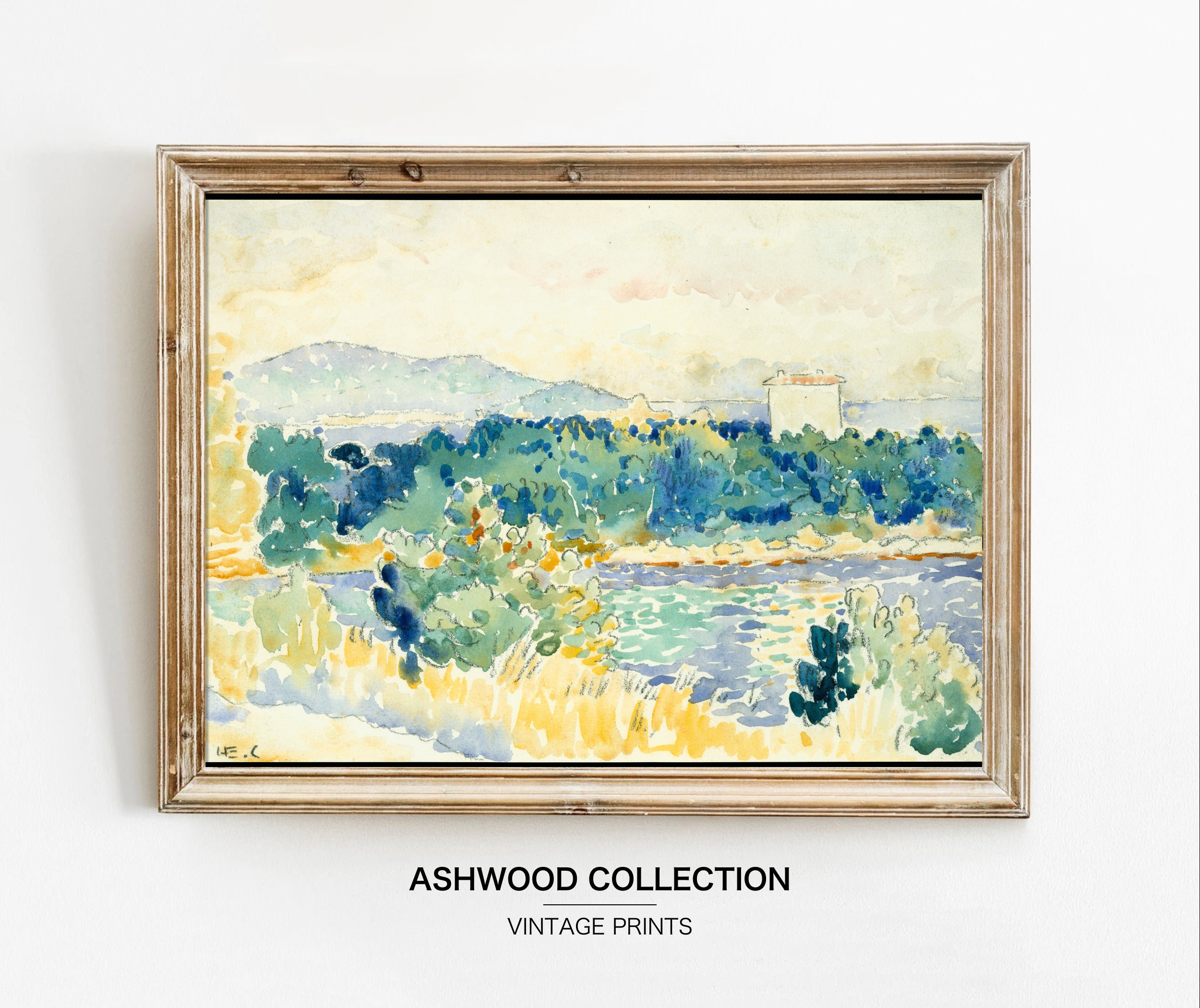 PRINTABLE Country Field Landscape Painting Rustic Scenery Vintage ...