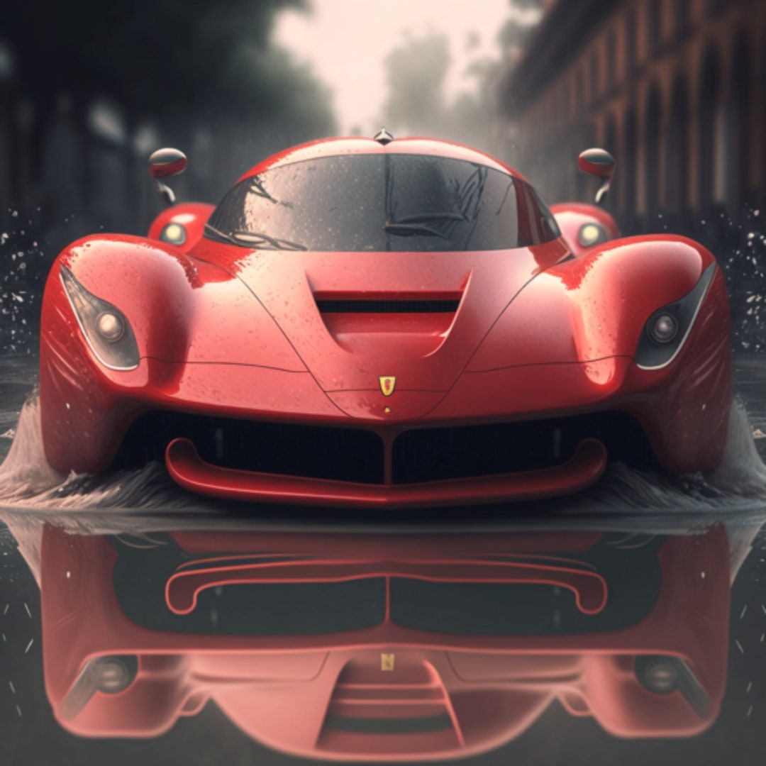 Ferrari Portrait & Landscape, Oil Painting Effect, Textured, Digital ...