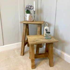 Rustic Side Table Milking Stool tall Side Table Occasional Table ...