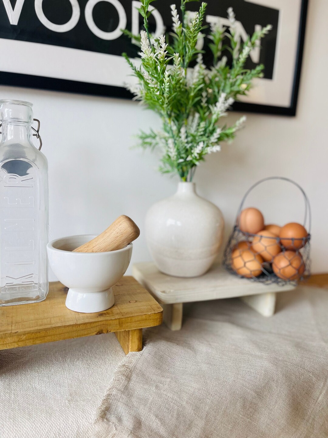 Rustic Riser Kitchen Display Stand Bathroom Stand Rustic Kitchen Decor ...