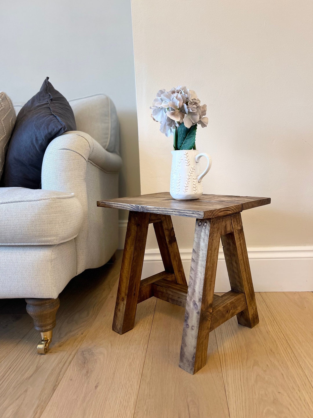 Rustic Stool Side Table Low Side Table Living Room Table Bedside Table ...