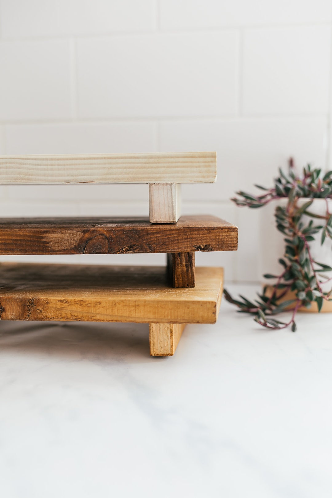 Rustic Low Countertop Stand, Bathroom Shelf, Display Pedestal, Kitchen ...