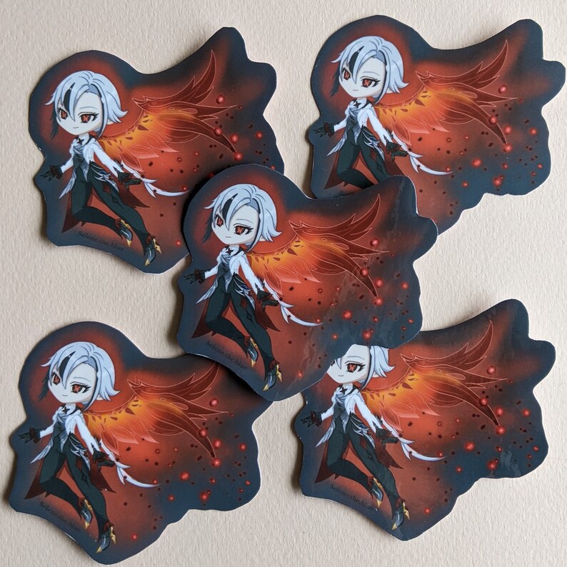 Chibi Arlecchino Sticker, Genshin Impact Art, the Knave, Glossy Finish ...