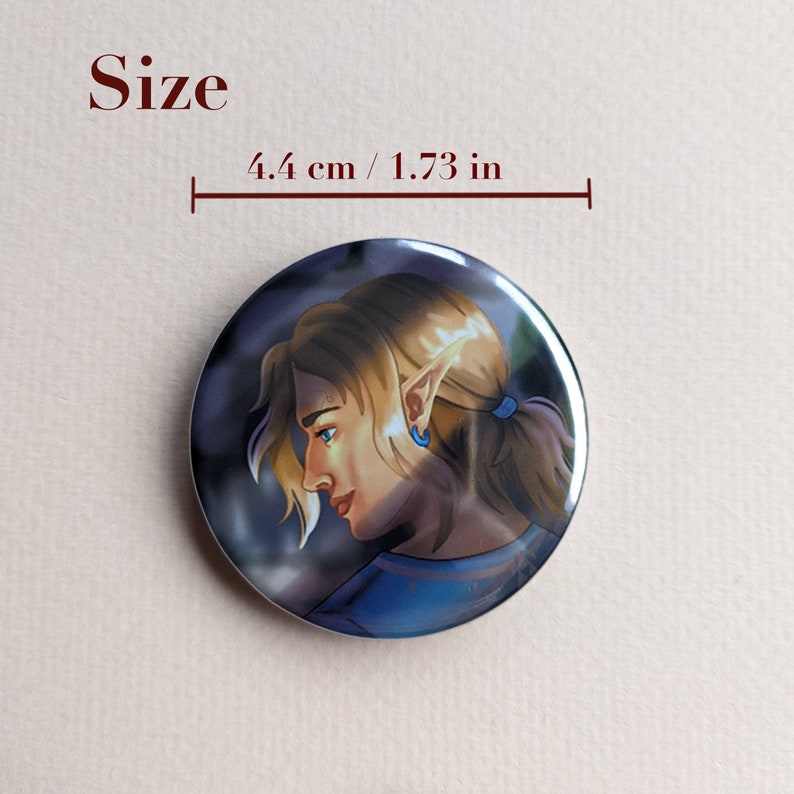 Link Pinback Button, Semi Realistic Art, Zelda Badge, Botw Pin, Round 1 ...