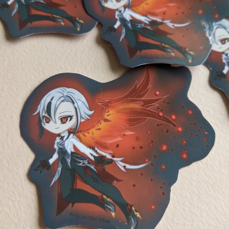 Chibi Arlecchino Sticker, Genshin Impact Art, the Knave, Glossy Finish ...