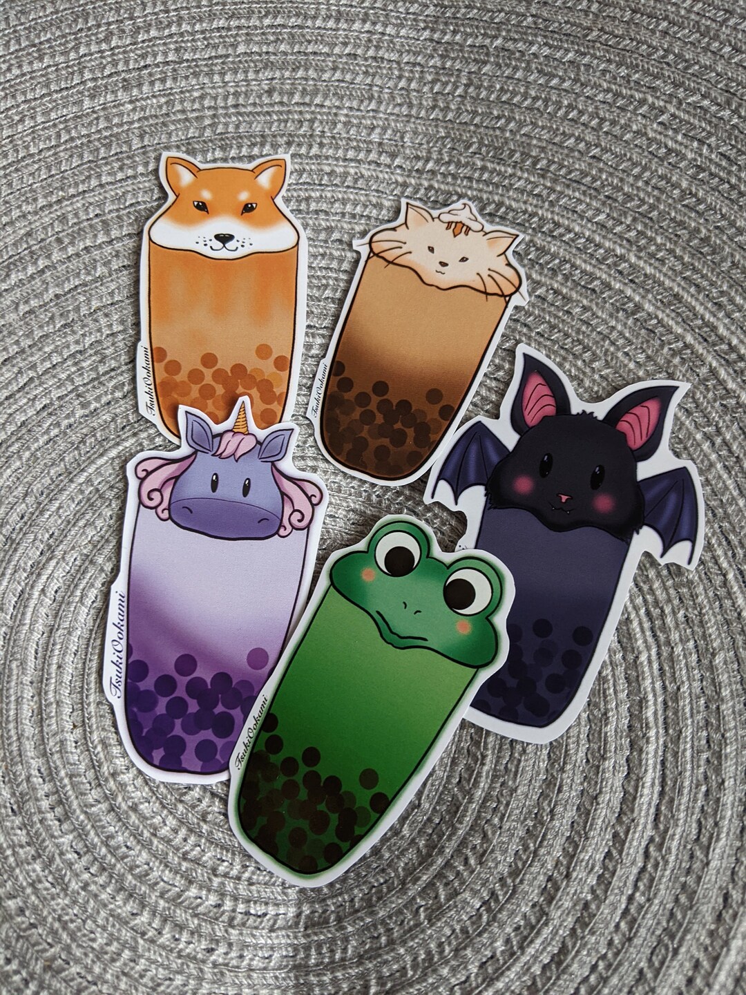 Cute Animal Boba Tea Sticker Shiba Inu Dog Cat Unicorn - Etsy
