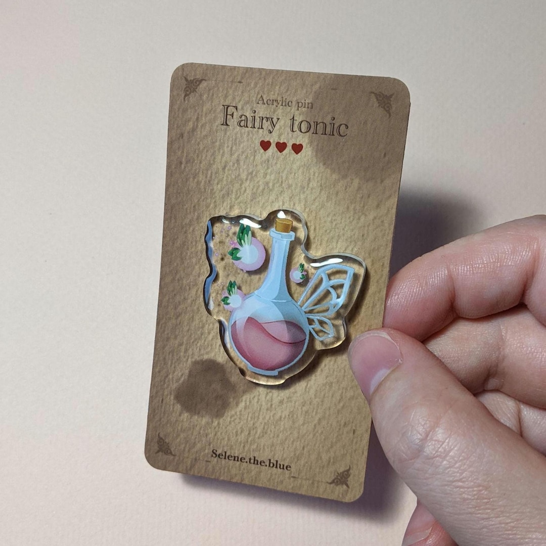 Fairy Tonic Acrylic Pin, Zelda Badge, Botw, Totk, Pink Potion, Rubber ...