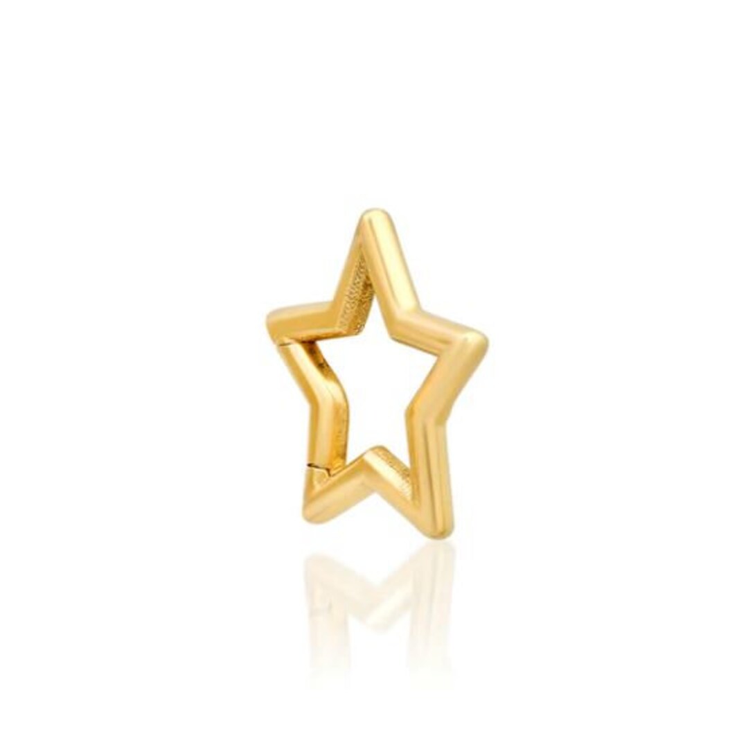 Star Charm Enhancer, Solid 14k Gold Lock, Star Charm Design Lock, Tiny Star Charm Lock, Solid ...