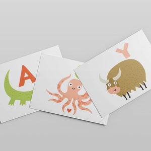 Animal Alphabet Flashcards Printable, Digital Download Alphabet Cards ...